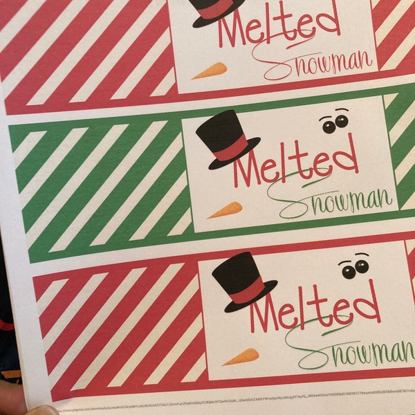 Melted Snowman Water Bottle Wrappers, Melting Snowman, Water Bottle ...