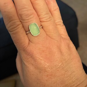 Elegant Rectangle Cushion Cut Aqua Blue Chalcedony Boho Ring Sterling Silver Statement Ring ...