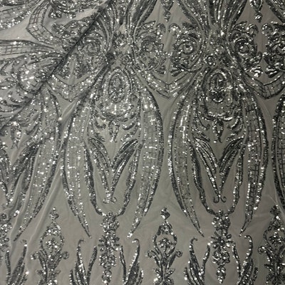 White Iridescent Stretch Sequin Fabric/ 4 Ways Stretch Sequin/prom ...