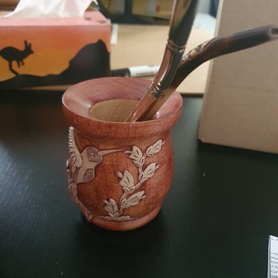 Wooden Yerba Mate Full Carved Gourd Chevron Design Includes - Etsy