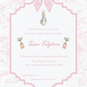 Peter Rabbit Baby Shower Invite,peter Rabbit Baby Shower,peter Rabbit ...