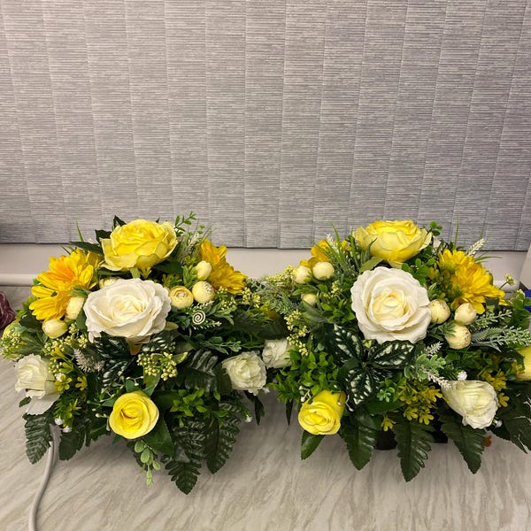 Grave POT Flowers, Funeral Tributes, Artificial Grave Flowers, Silk ...