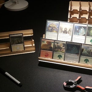 Two Tier Board Game Card Holder, Tabletop Gaming Card Rail, Wooden ...