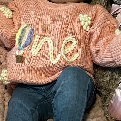 Personalized Embroidered Knit Sweater - Etsy UK