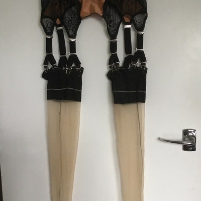 12 Strap BILLIE E. Suspender Belt Garter Belt in Pink Black Beige White ...