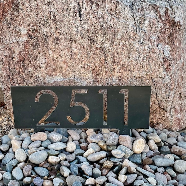 Modern Metal Address Yard Sign - Modern Address Sign - Metal Address ...