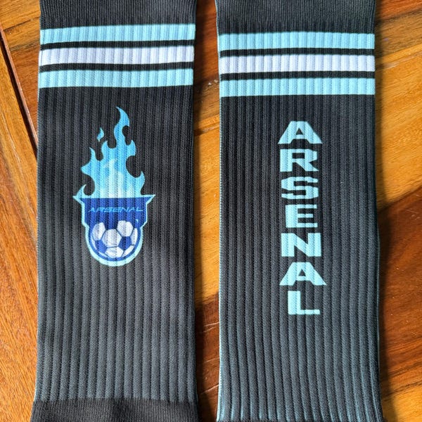 Personalized Athletic Knee High Socks With Team Logo Names and Numbers ...