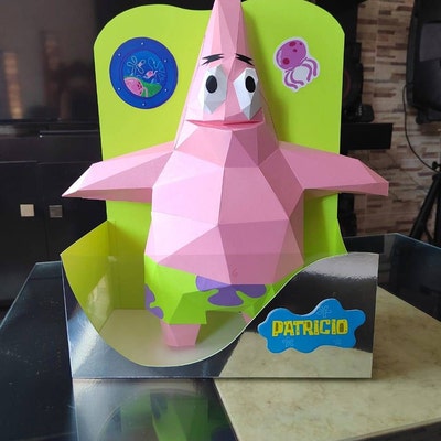 Spongebob Inspired Patrick Star Papercraft Sculpture. Low Poly 3D DIY ...