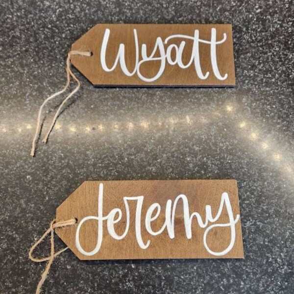 Hand Lettered Personalized Christmas Stocking Tags, Customized Stocking ...