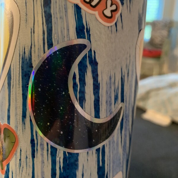 Moon Sticker, Galaxy Sticker, Holographic Sticker, Laptop Stickers ...