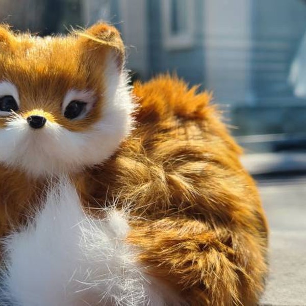 Handmade Faux Fur White Fox Spirit 4in Soft Realistic Animal Ninetails ...