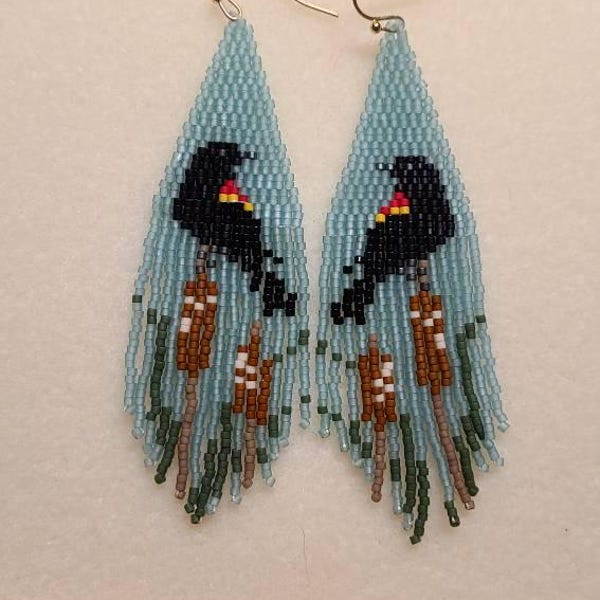 PDF BEADING PATTERN - Raven Beaded Oval Earrings Pattern for Bird and ...