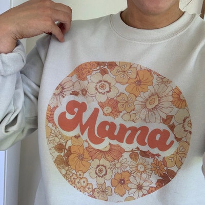 Retro Floral Mama Sweatshirt Retro Mama Hoodie Mama - Etsy