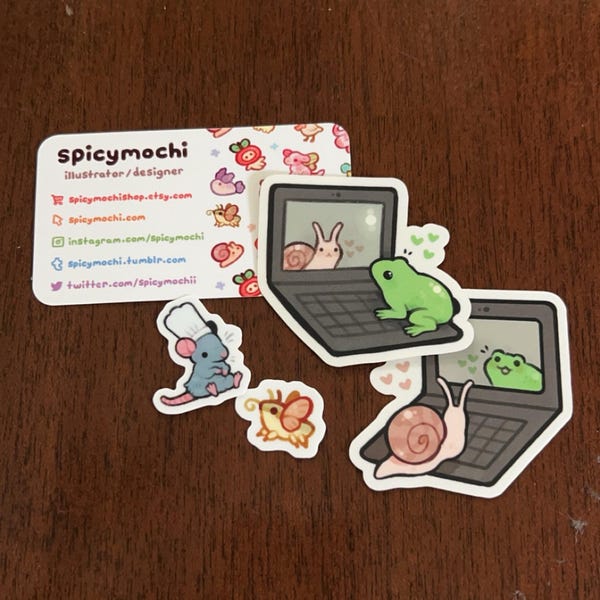 Date Night Clear Sticker Set of 2 / Snail and Frog Stickers / Cute ...