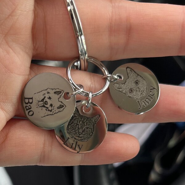 Personalized Dog Keychain - Custom Dog Portrait Keychain -pet Keychain ...