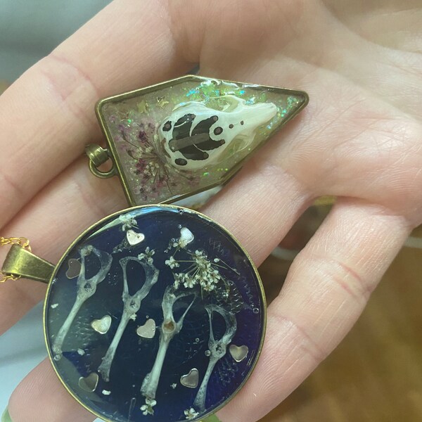 Swamp Witch - Purple Moss Rodent Skull Pendant Coated in Resin ...