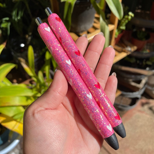 Valentine Glitter Pens Heart Pens Refillable Ink Joy Pens Personalized ...