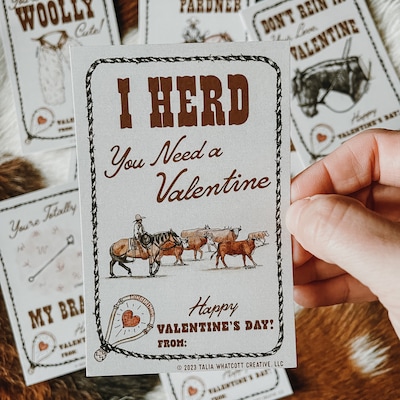 Ranchy Vintage Western Cowboy Valentine Cards DIY Printable Valentine ...