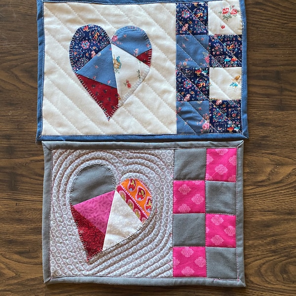 Vintage Heart Mug Rug Pattern - Featuring Foundation Paper Piecing ...
