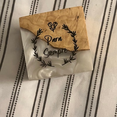Engagement Custom Ring Box, Resin & Wood Engagement Ring Box, Ring ...