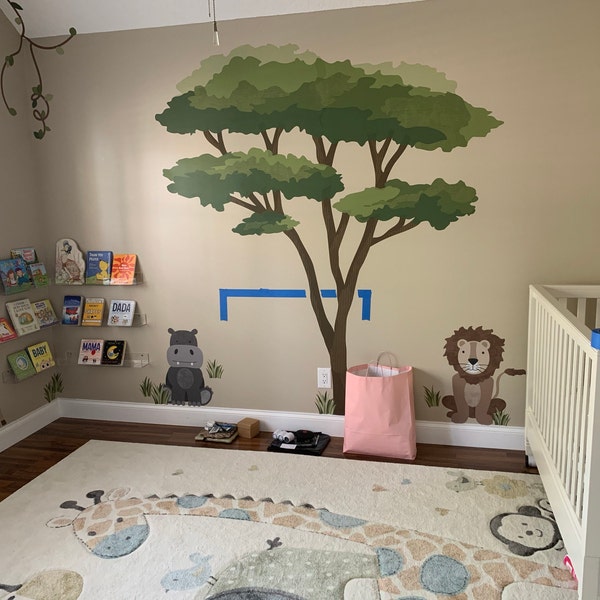 Large Acacia Tree Wall Decals, Nursery Wall Decals, Tree Wall Sticker ...