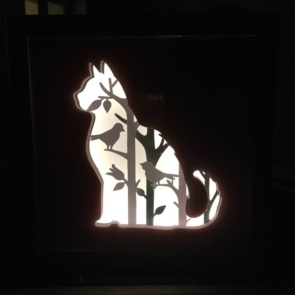 Cat Shadow Box SVG, 3d Papercut SVG, Layered Paper Art Template, Scroll ...