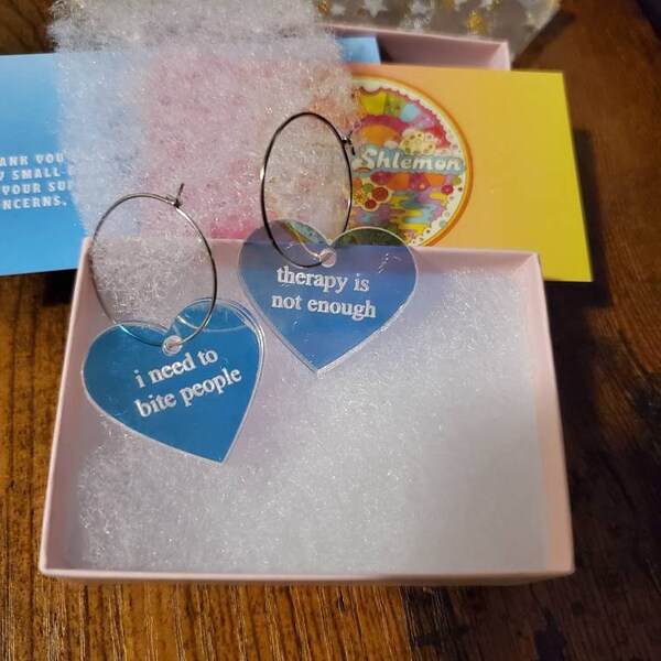 Iridescent Therapy is Not Enough I Need to Bite People Heart Hoop ...