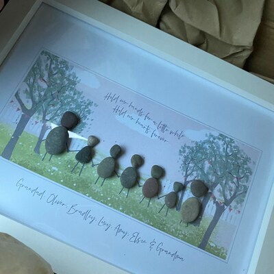 Personalised Family Pebble Picture Framed Pebble Family Pebble Art Gift ...