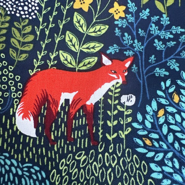 Blue Orange Yellow Gold Fox Woodland Forest Quilter's Weight Cotton ...