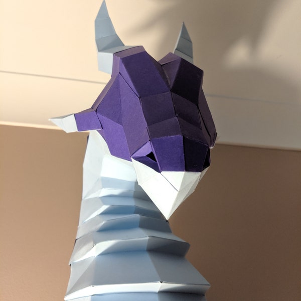 Paper Craft Dragon Head, Papercraft Trophy Dragon Mask DIY, 3D Origami ...