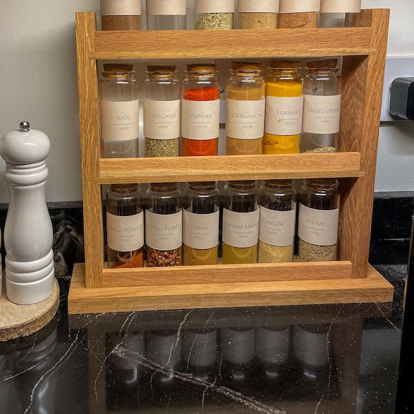 Wall Mounted Solid Oak Spice Shelf - Etsy