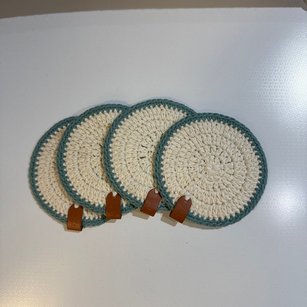 Set of 4 Handmade Crochet Coasters | Crochet Coaster Set | Housewarming ...