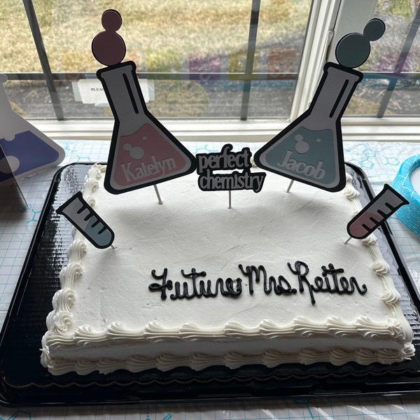 Personalized Science Birthday Cake Topper: Flask, Beaker, Test Tube - Etsy
