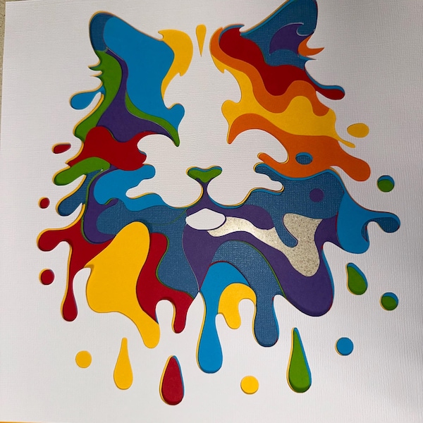 3d Cat, Shadow Box Templates / SVG for Cardstock / 3D Cat Shadow Box ...