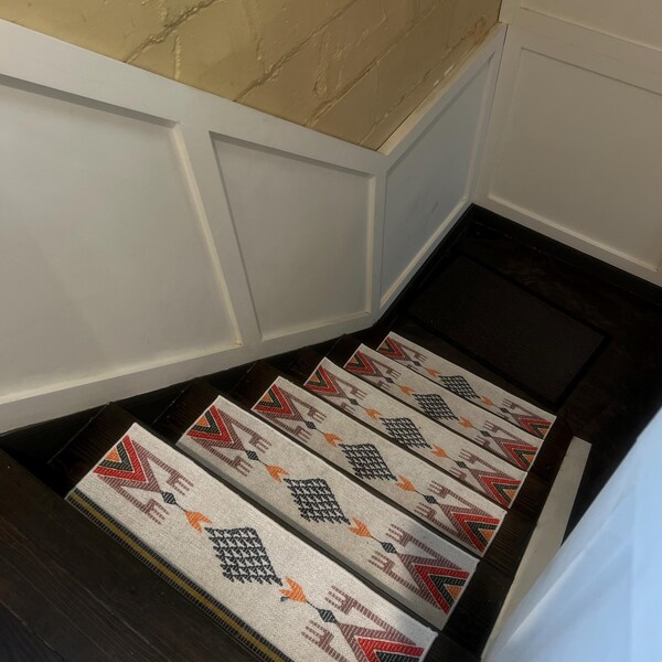 Ottoman Design Stair Rug, Colorful Stair Treads Carpet, Modern Stair ...