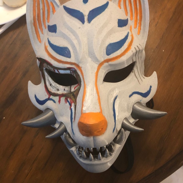 Japanese Fanged Kitsune Oni Demon Mask 3D Printed Samurai Mask - Etsy