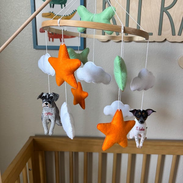 Custom Dog Baby Mobile, Personalized Baby Nursery, Puppy Baby Mobile ...