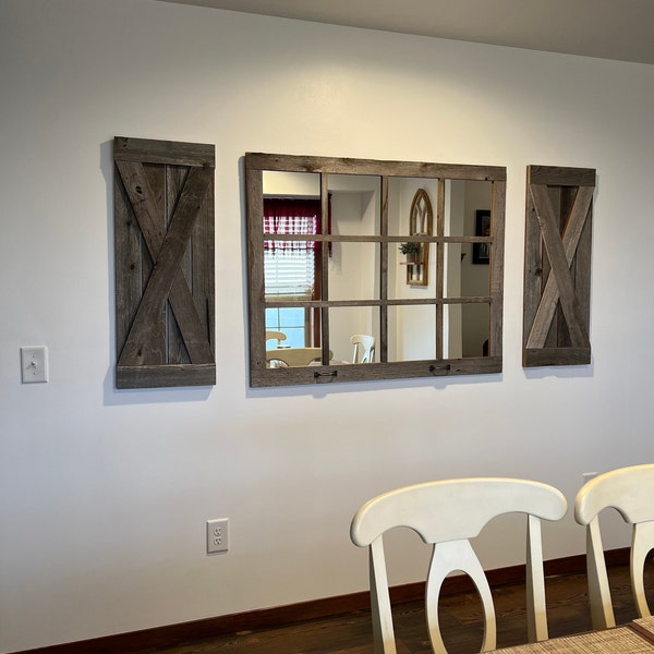46x 36 Farmhouse Wall Decor Window Mirror Rustic Window Mirror Rustic ...