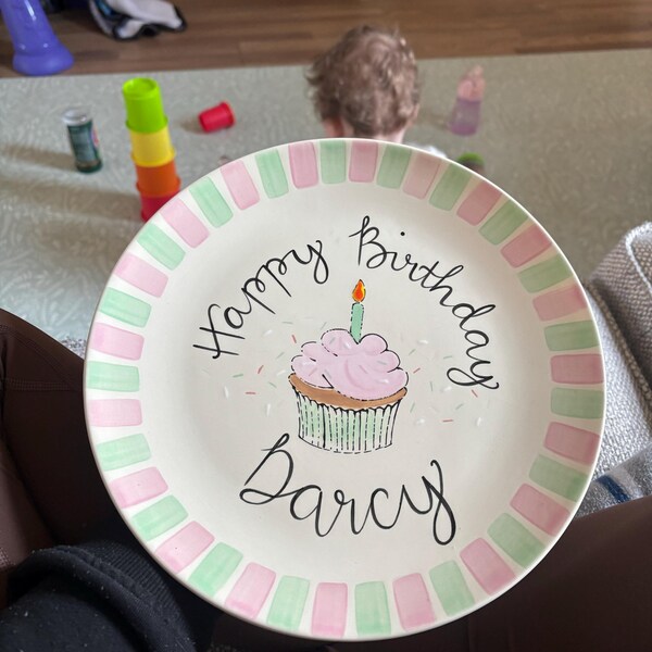 Happy Birthday Plate | Personalised Plate | Hand-painted Plate ...