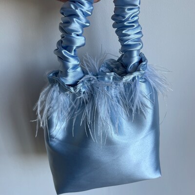 Denim Tote Bag, Light Denim Handbag, Tote Scrunchie Bag, Light Denim ...