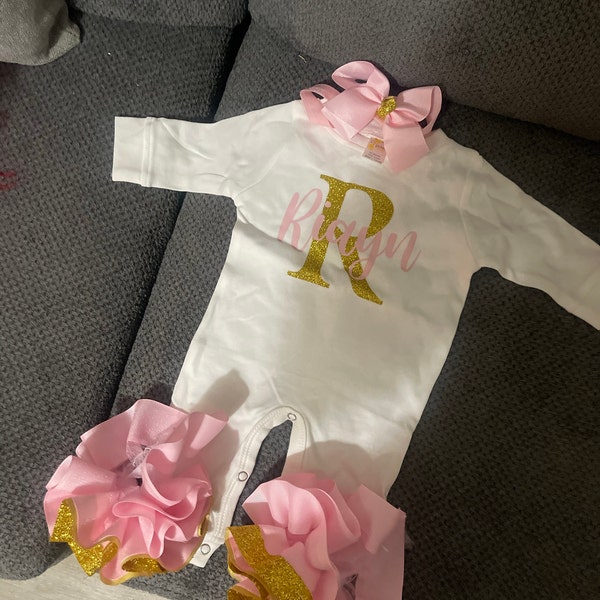 Baby Girl Outfit, Coming Home Outfit, Custom, Handmade, Personalized Newborn, Babyshower Gift ...