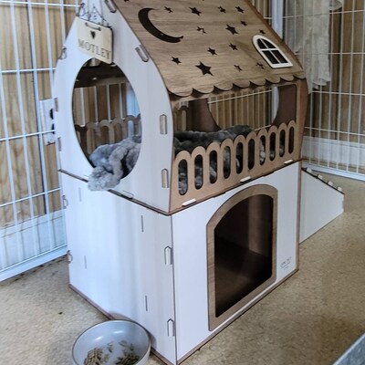 Wooden Rabbit House, Two Storey Rabbit Castle, Modern Rabbit Furniture ...