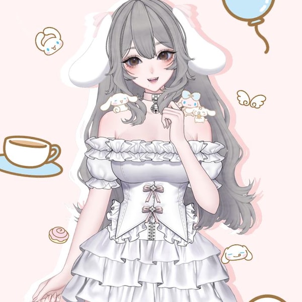 Rigged Vtuber Asset - Bubble Braid With Bow Accessory + 8 Color ...