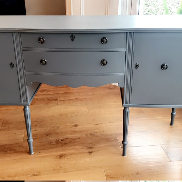 Slim Sideboard / Hallway Console in Midnight Blue, on Black Hairpin ...