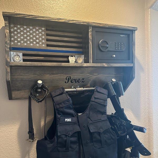 Police Duty Gear Rack - Vest Holder - Thin Blue Line Warrior Rack ...