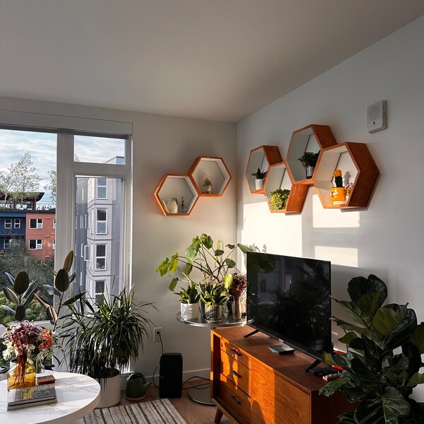 Honeycomb Hexagonal Shelves Set of 3 Hexagon Shelving Unit Hexagon ...