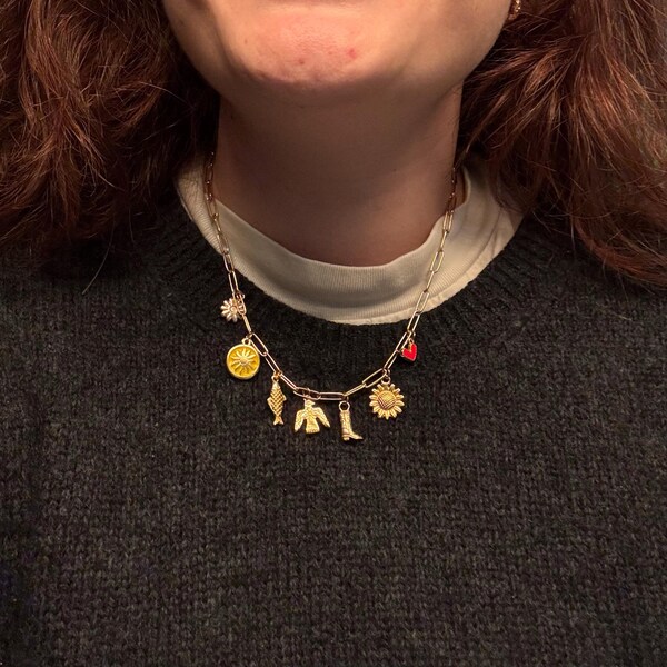 Build Your Own Custom Charm Necklace, Gold Charm Necklace, Customizable ...