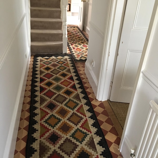 Multicolour Kilim Stair Runner, Handmade Stair Decor Runner, Hallway ...