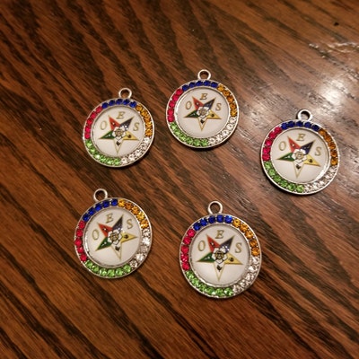 1 Round OES Order of the Eastern Star Charm Pendant Silver Tone ...