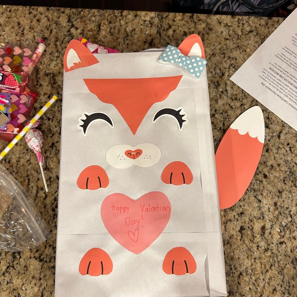 Fox Valentine Box Printable Decor Kit 3D Nose, Eye Options, 3D Bow ...